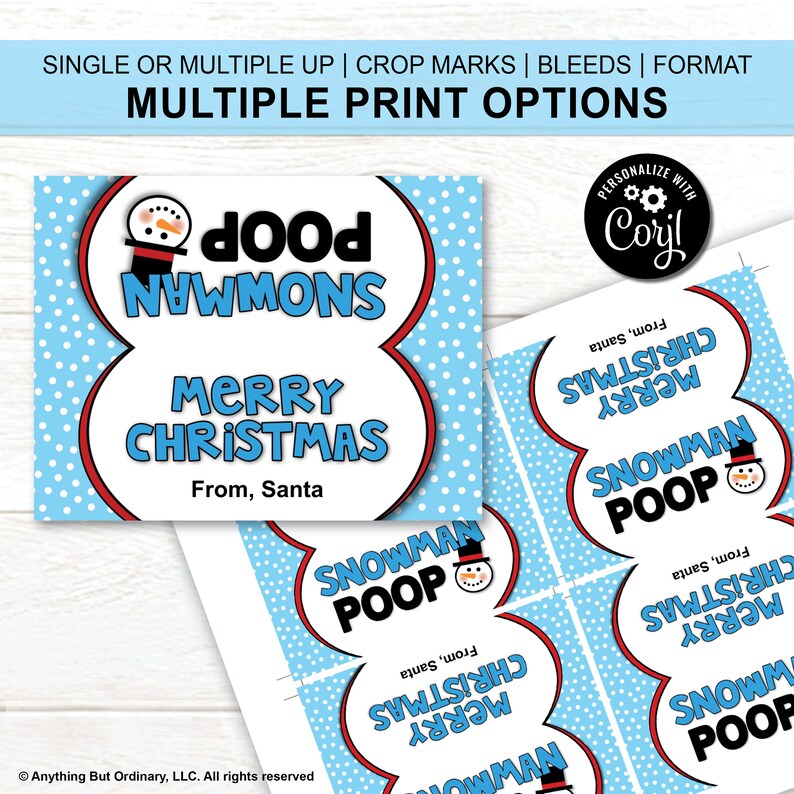 EDITABLE Snowman Poop Bag Topper | Christmas Novelty Treat Bag Labels ...