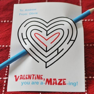 Amazeing Valentine Cards | Printable Valentine Maze Pencil Holder ...