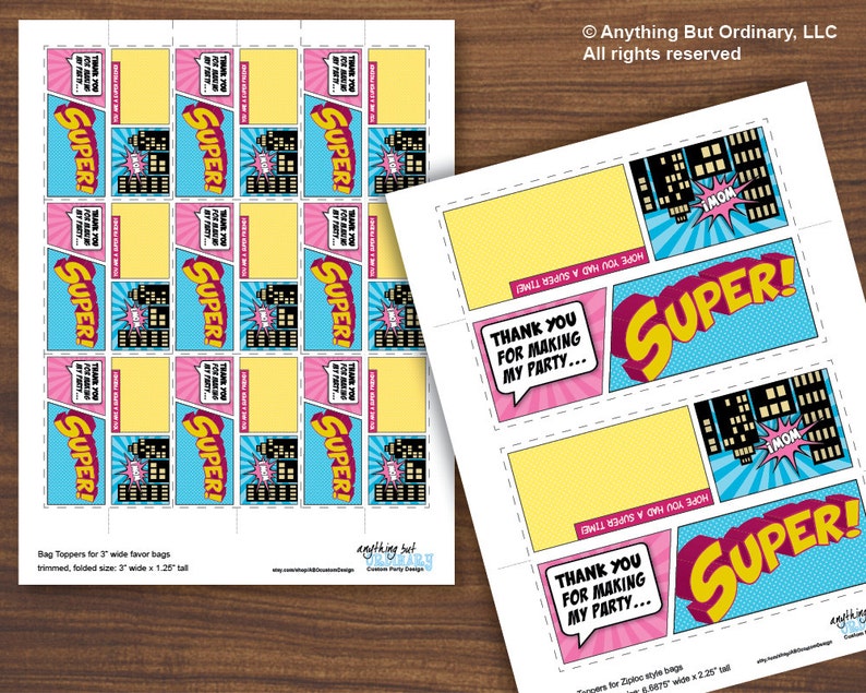 Supergirl Birthday Bag Toppers Printable Super Girl Editable - Etsy
