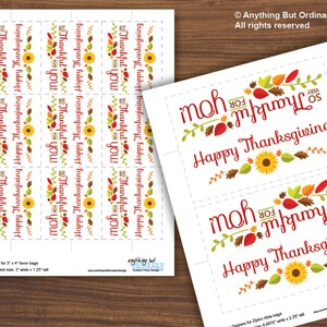 Thankful for You Bag Toppers Editable Thanksgiving Treat Bag - Etsy