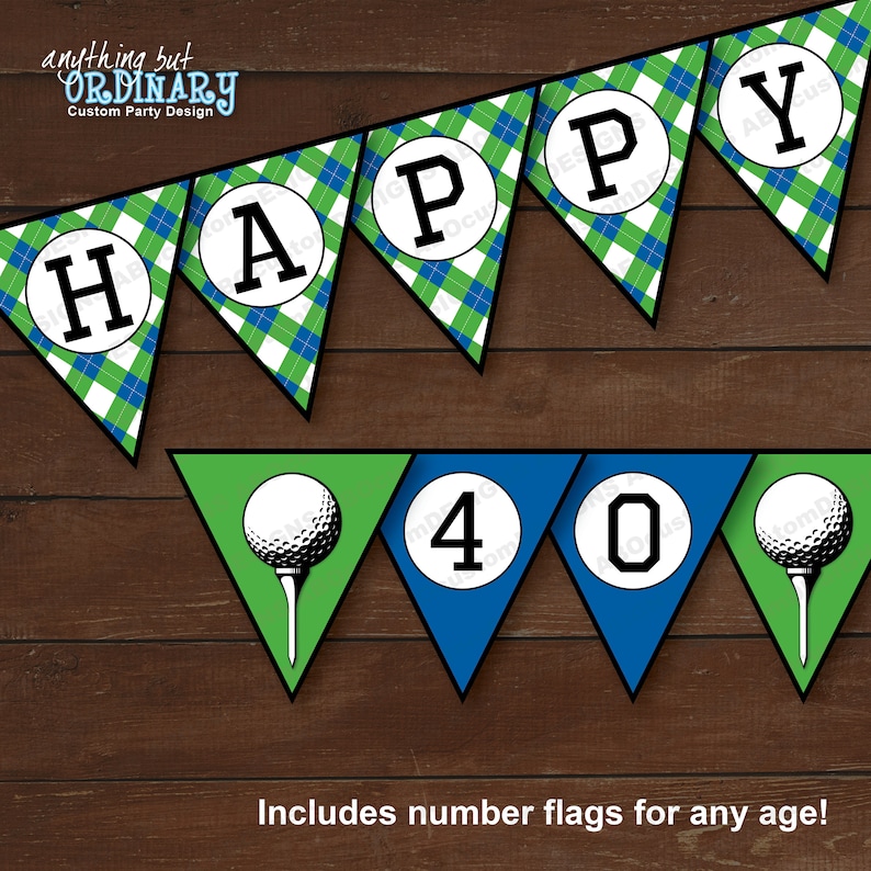 Blue and Green Golf Birthday Banner Partee Printable Golf - Etsy