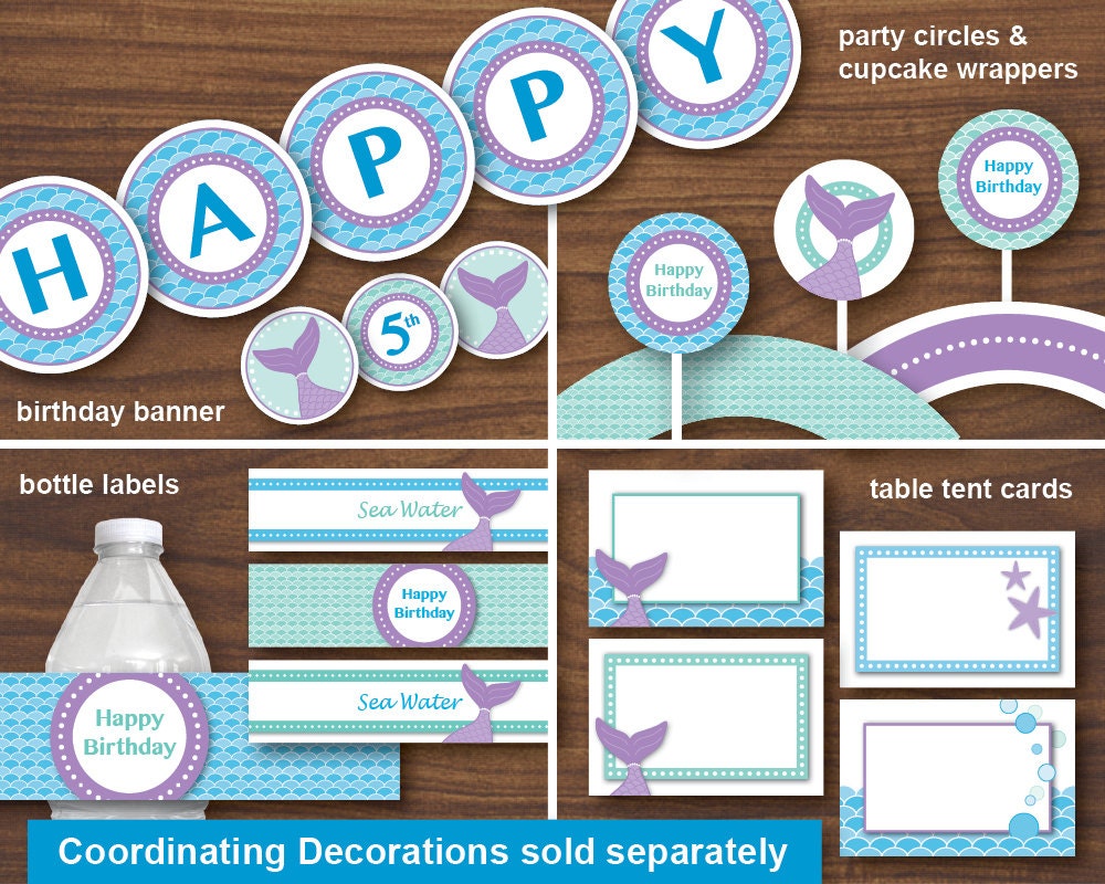 Mermaid Birthday Bag Toppers DIY Editable Treat Bag Labels - Etsy