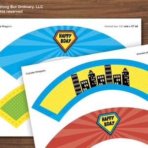 Superhero Cupcake Wrappers, DIY Super Hero Labels, INSTANT DOWNLOAD ...