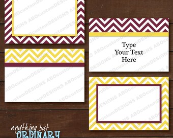 Editable Purple and Yellow Chevron Tent Cards Folded Buffet | Etsy
