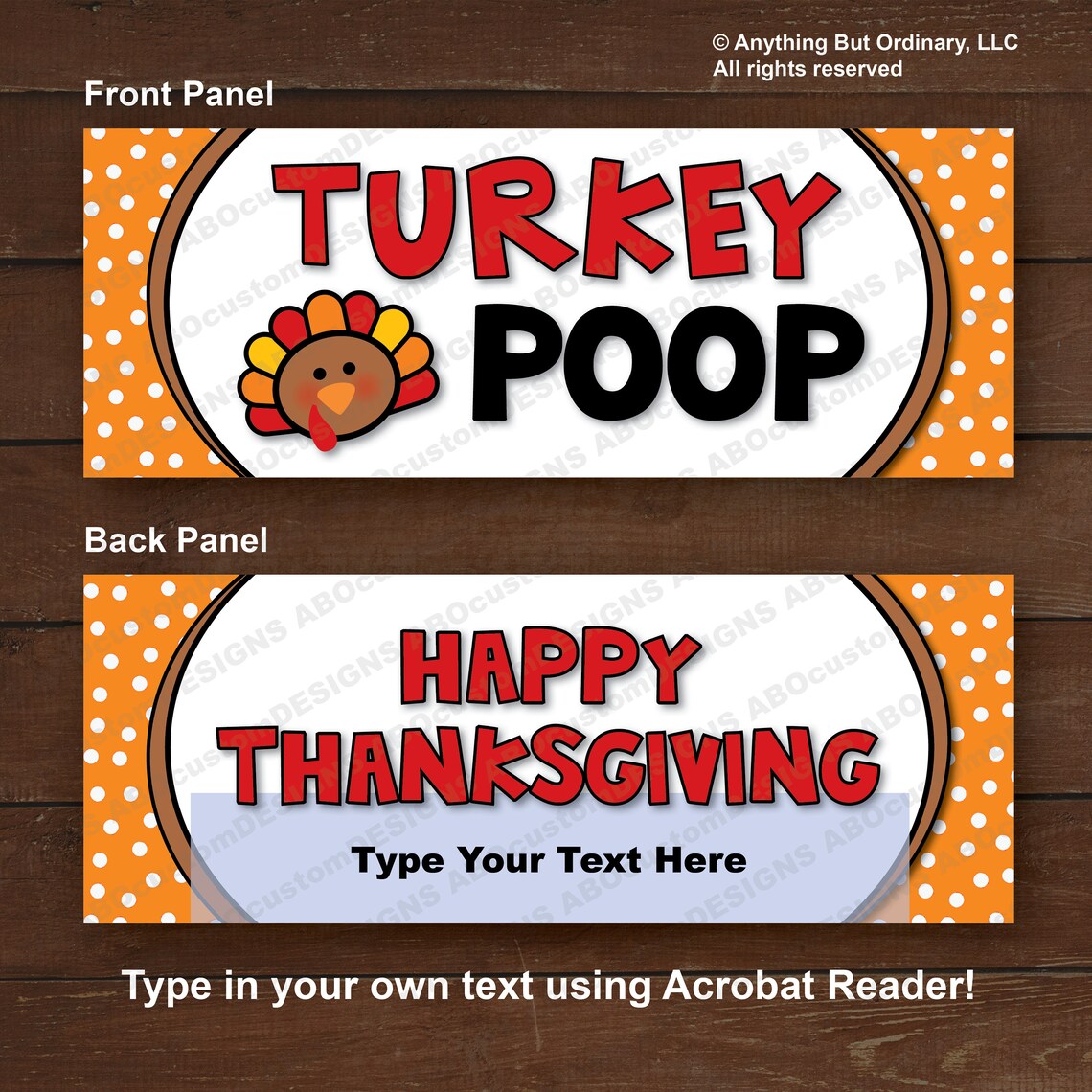 Turkey Poop Printable Treat Bag Labels Editable Thanksgiving - Etsy