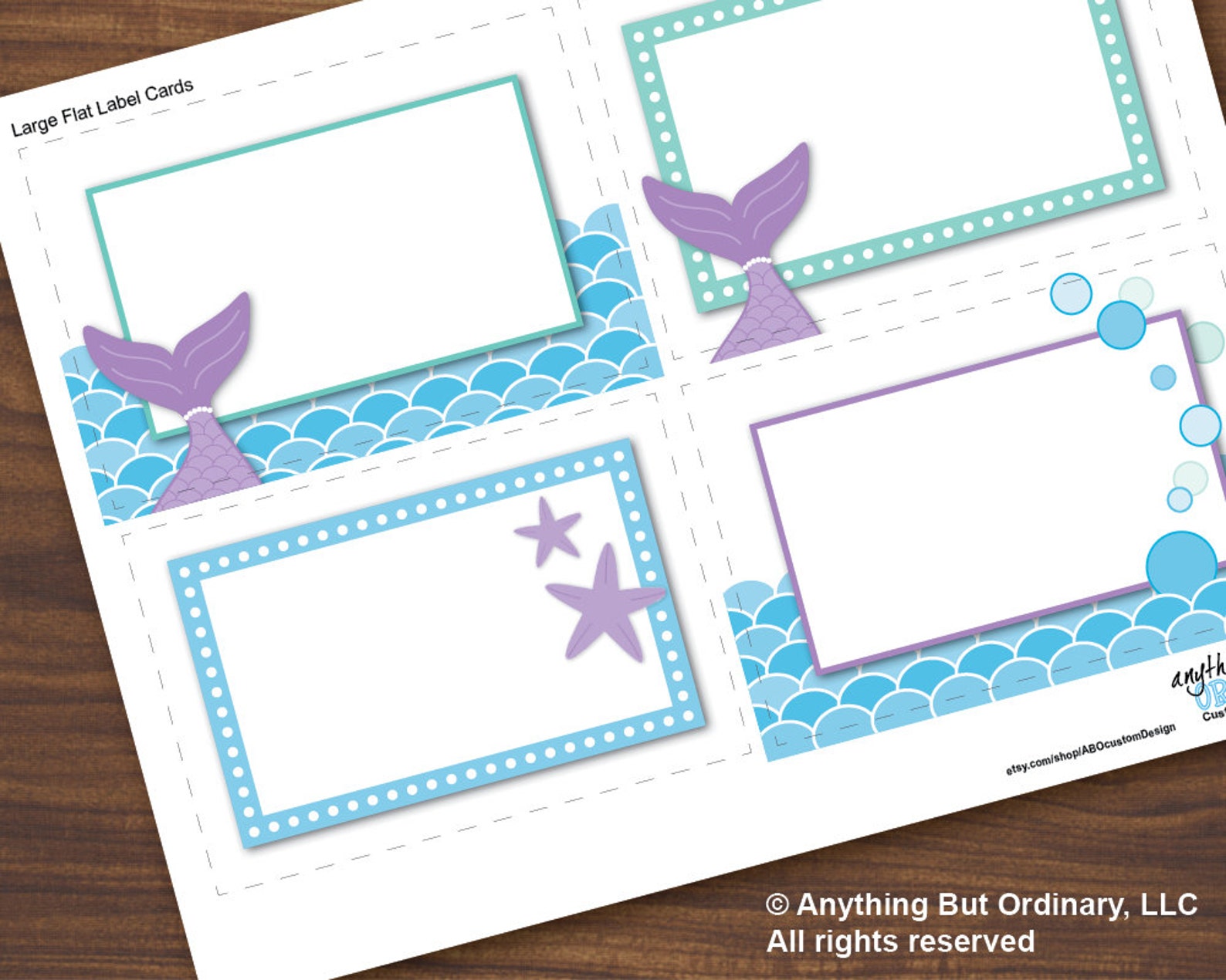 Editable Mermaid Label Cards Large Flat Labels. INSTANT - Etsy