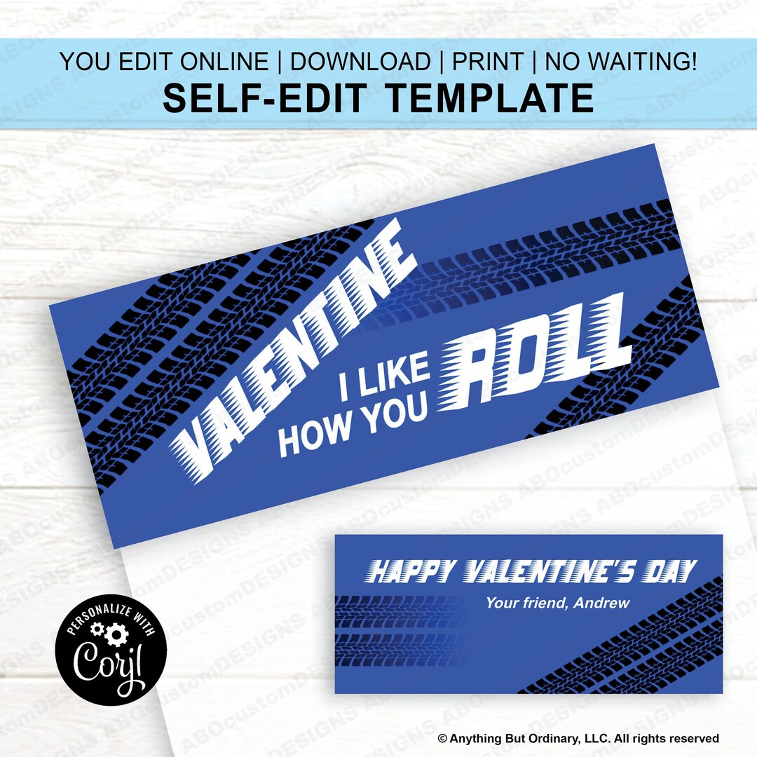 EDITABLE I Like How You Roll Valentine Bag Toppers | Printable Race Car ...