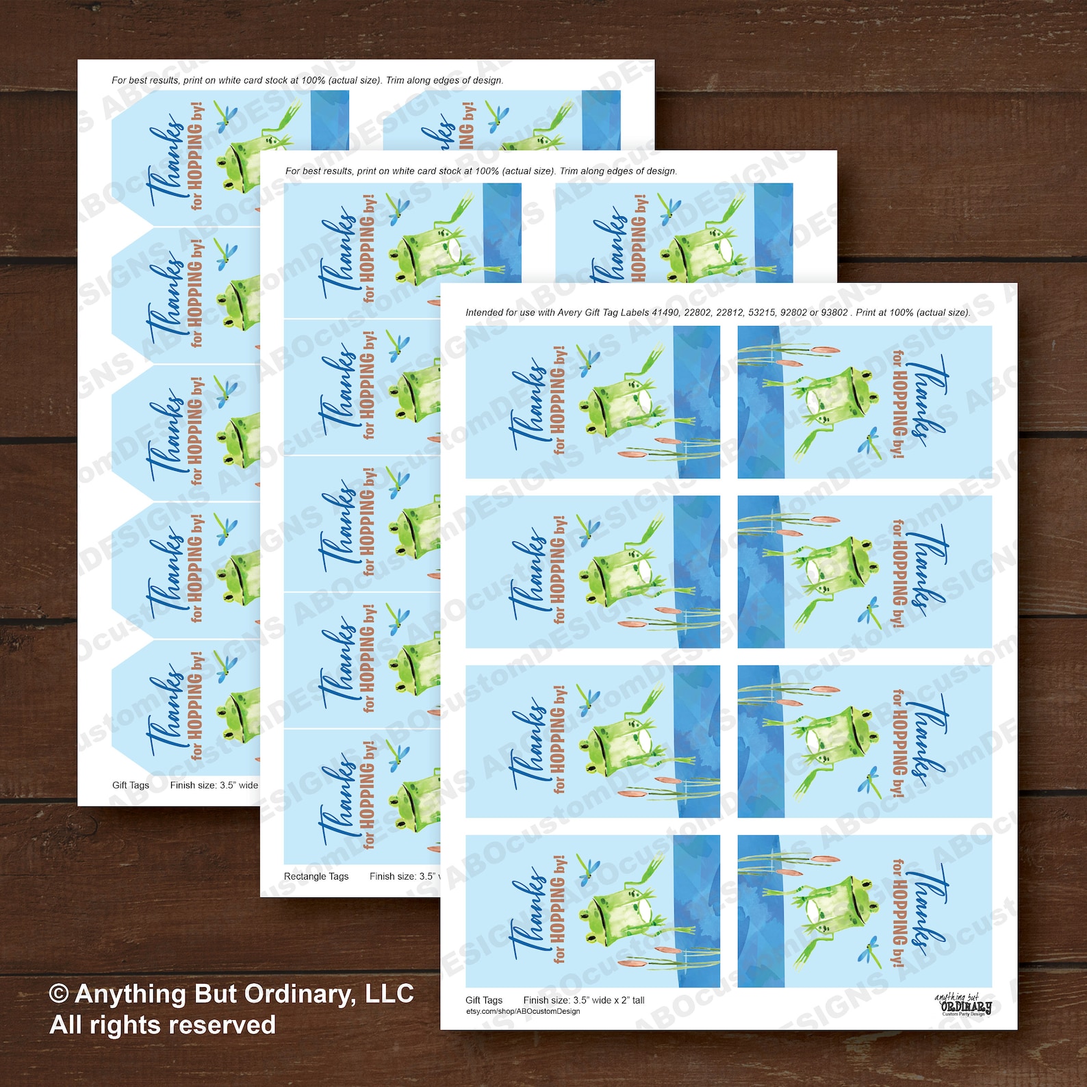 Frog Pond Thank You Tags | Printable Thanks for Hopping by Tags | Frog ...