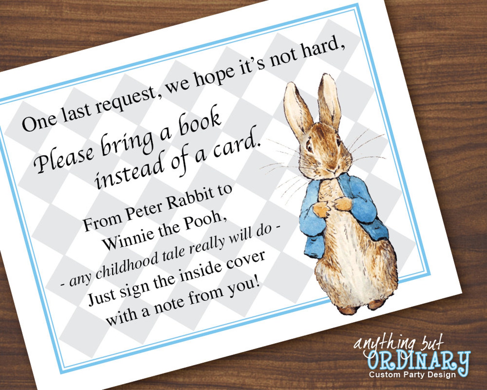 Peter Rabbit Book Request Cards in Blue and Gray Printable - Etsy