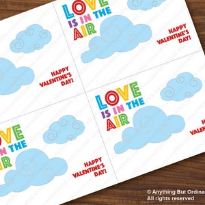 Love is in the Air Valentine Cards, Printable Balloon Holder ...