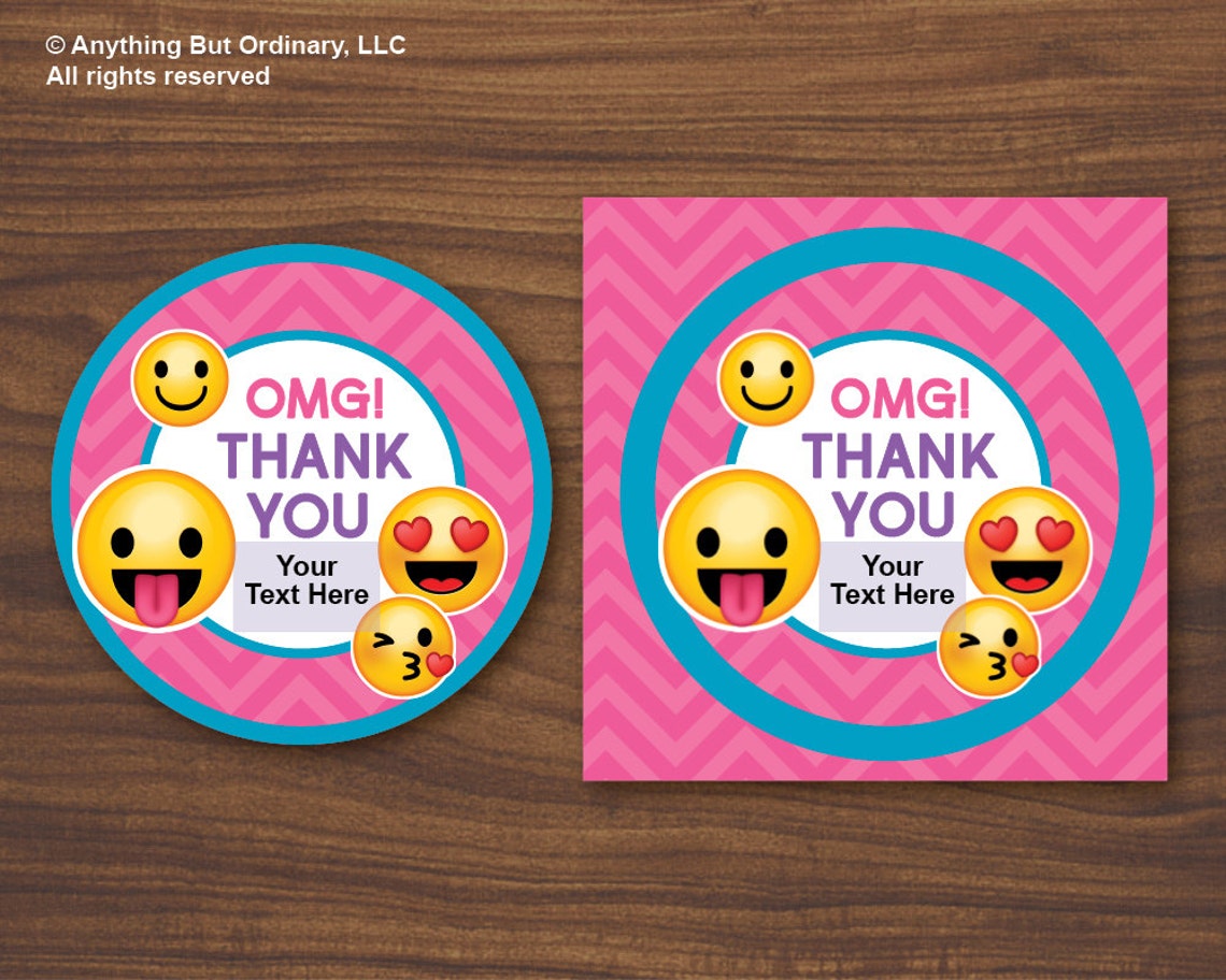 Emoji Thank You Tags, Printable Girl's Emoji Party Gift Tags, Editable ...