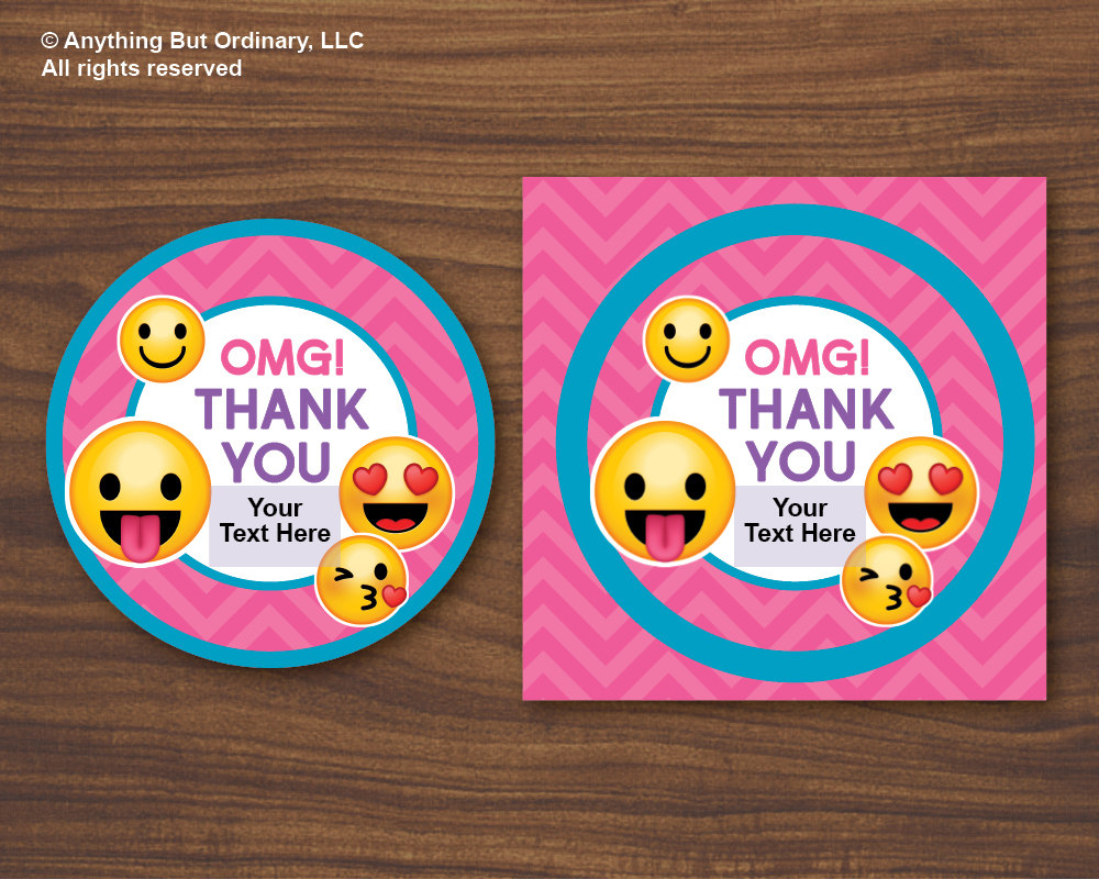 Emoji Thank You Tags, Printable Girl's Emoji Party Gift Tags, Editable ...