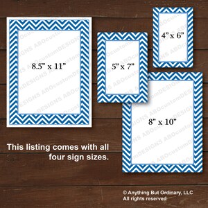 Editable Party Signs in Blue Chevron Printable Blue Chevron Wall Signs ...