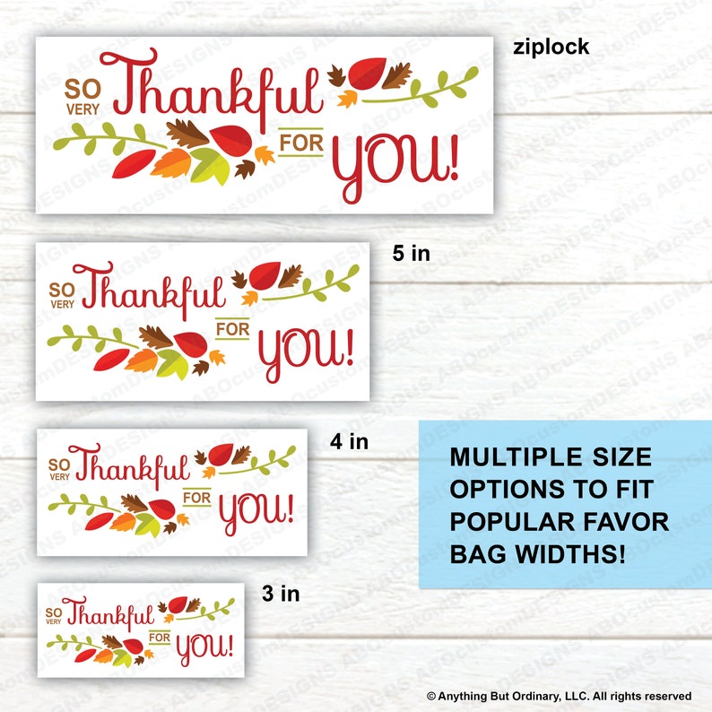 Thankful for You Bag Toppers Editable Thanksgiving Treat Bag - Etsy