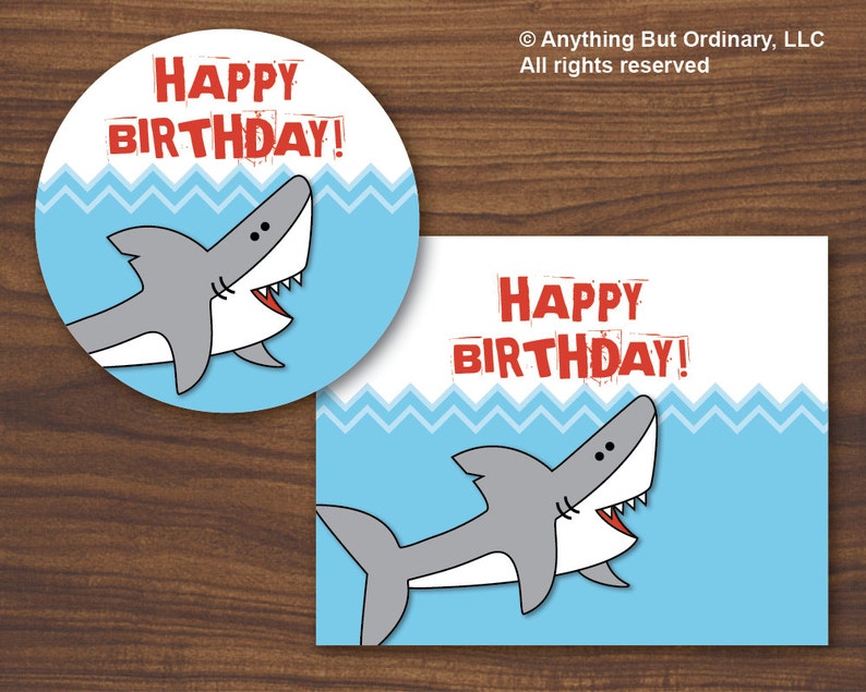 Shark Bite Wall Signs, Rectangle and Round Birthday Signs, Cake Toppers ...