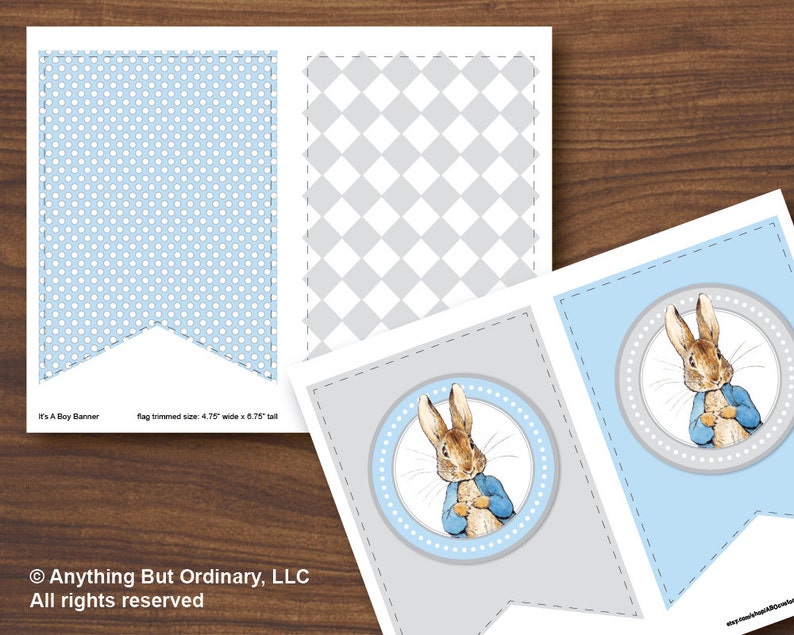 It's A Boy Peter Rabbit Banner in Blue and Gray - Etsy