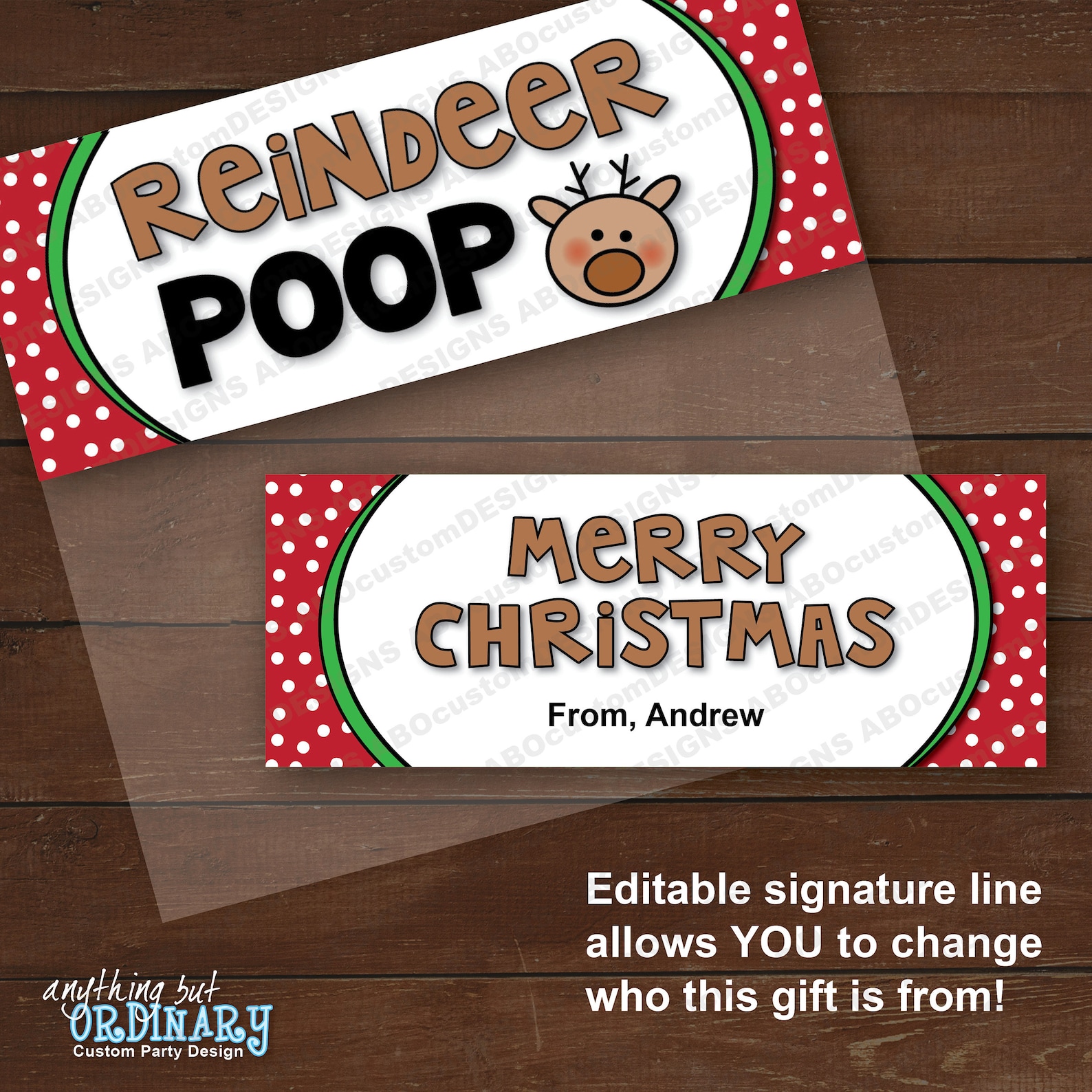 Reindeer Poop Bag Toppers Funny Editable Christmas Treat Bag - Etsy UK