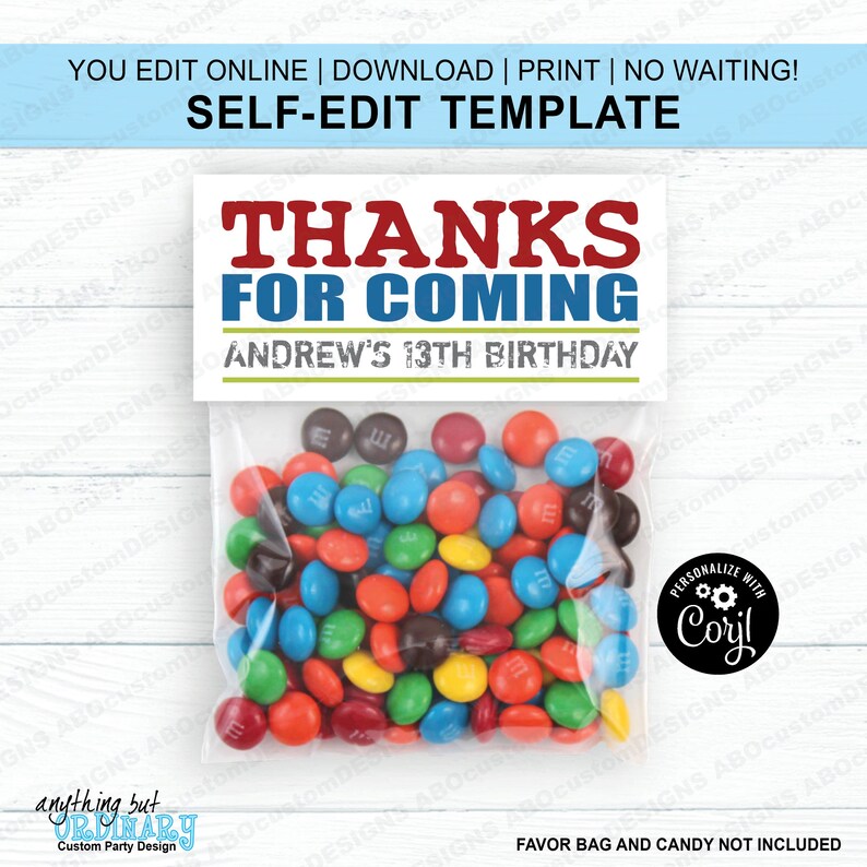 EDITABLE 'nuff Said Bag Toppers Printable Thanks for - Etsy