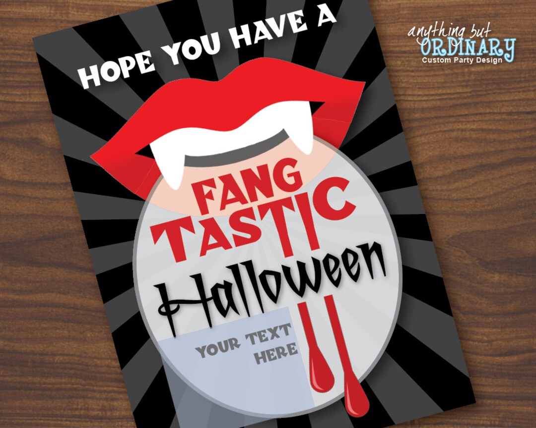 Fangtastic Printable Halloween Tag, Editable Halloween Favor Tag ...