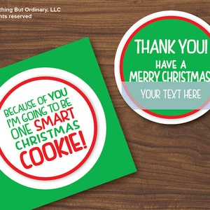Smart Cookie Christmas Gift Tags, Teacher Gift, DIY Circle Labels for ...