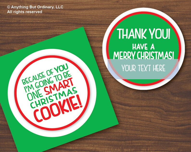 Smart Cookie Christmas Gift Tags Teacher Gift DIY Circle - Etsy