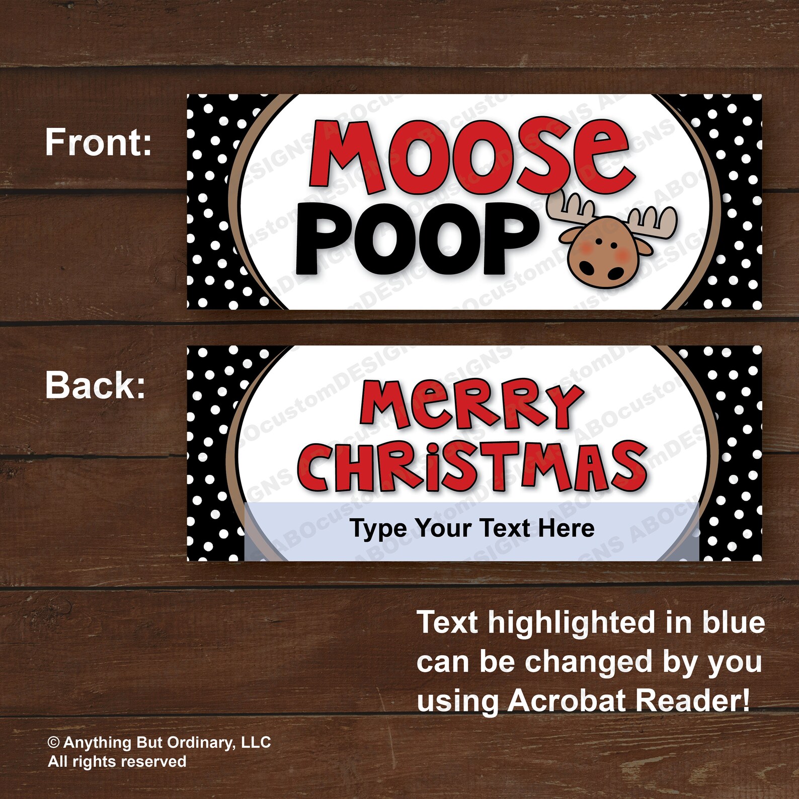 Moose Poop Bag Topper Printable Christmas Novelty Treat Bag - Etsy
