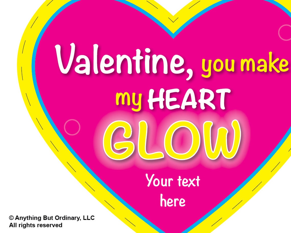 Glow Stick Valentines Heart Glow Stick Cover Editable - Etsy