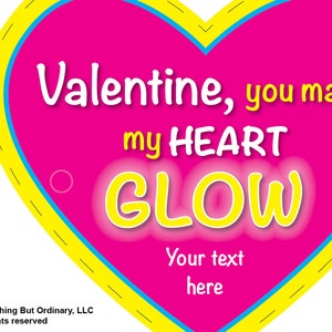 Glow Stick Valentines, Heart Glow Stick Cover, Editable Glowing ...