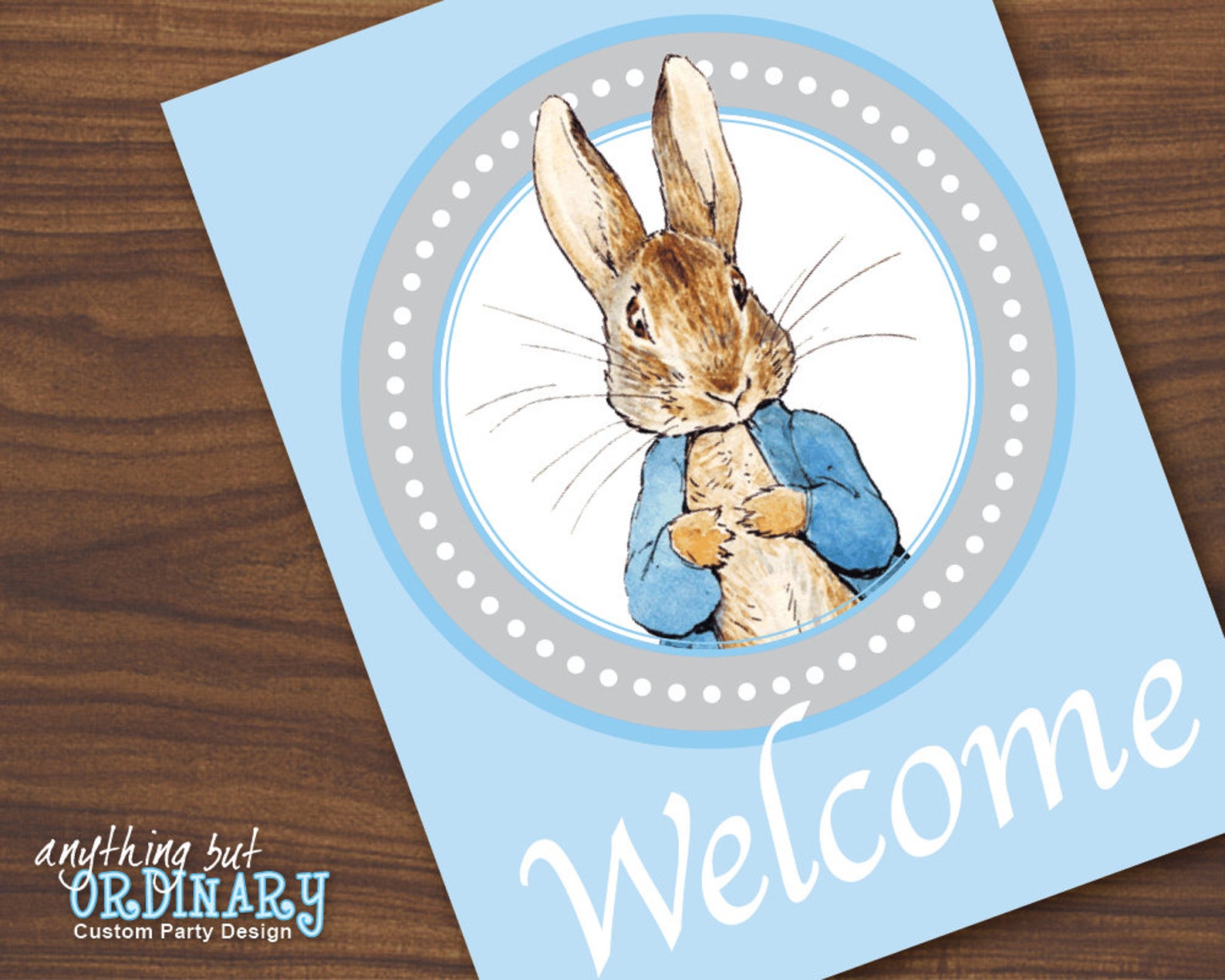 Printable Peter Rabbit Welcome Sign Bllue and Gray Wall Sign | Etsy