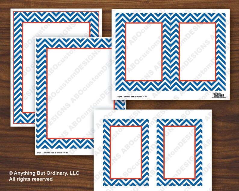 Editable Party Signs in Red White and Blue Printable Chevron | Etsy
