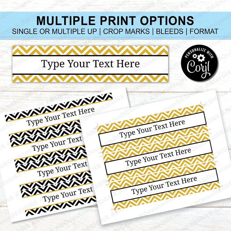 Printable Chevron Water Bottle Labels With Editable Text Area - Etsy