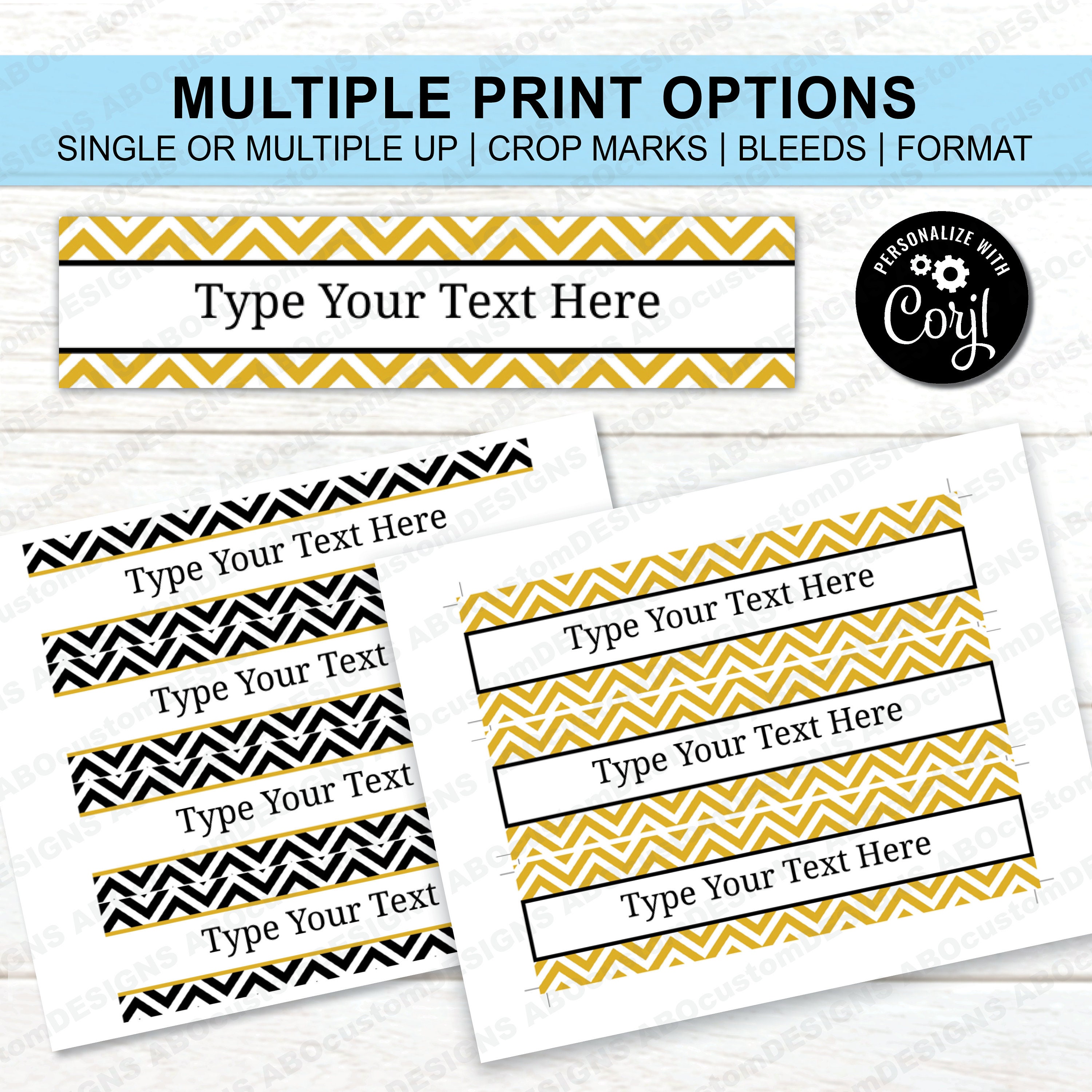 Printable Chevron Water Bottle Labels With Editable Text Area | Black ...