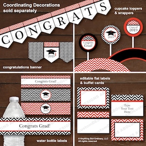 Printable Red and Black Label Cards | Editable Chevron Favor Tags ...