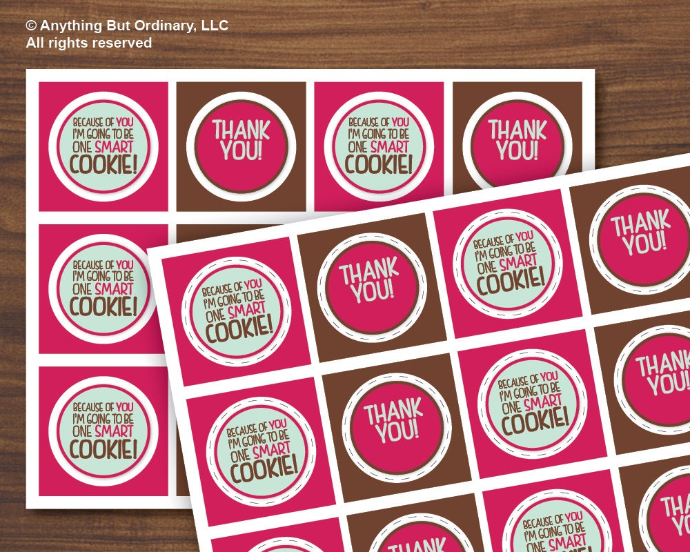 Smart Cookie Gift Tags New School Year Teacher Gift DIY | Etsy