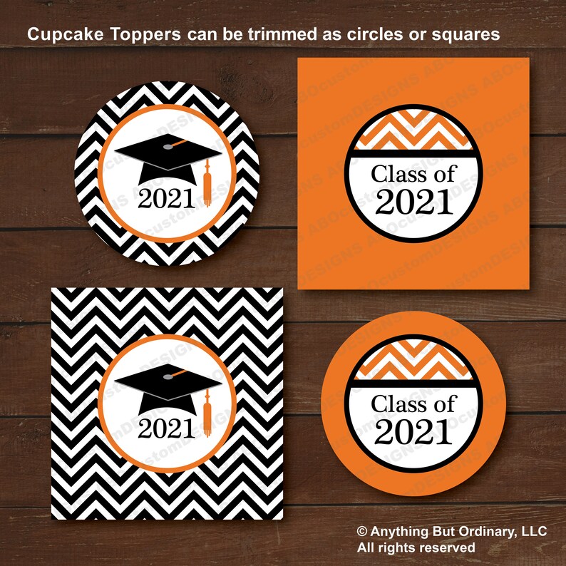 Printable 2021 Graduation Party Pack Black and Orange - Etsy