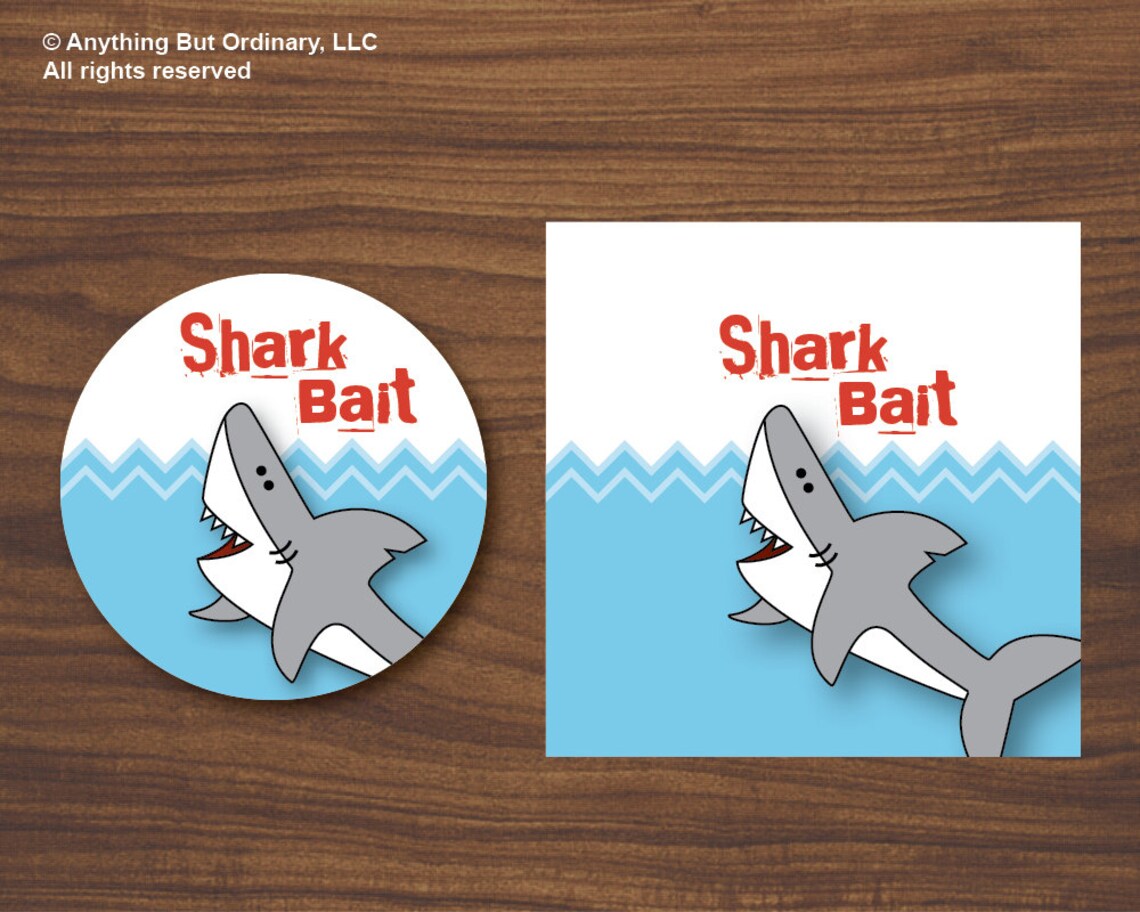 Shark Bait Favor Tags Printable Round Shark Labels INSTANT - Etsy