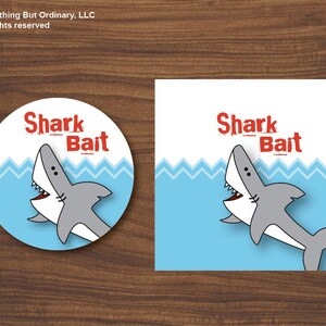 Shark Bait Favor Tags | Printable Round Shark Labels | INSTANT DOWNLOAD ...
