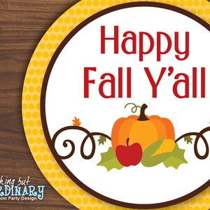Happy Fall Y'all Gift Tags, DIY Editable Fall Circle Labels, INSTANT ...
