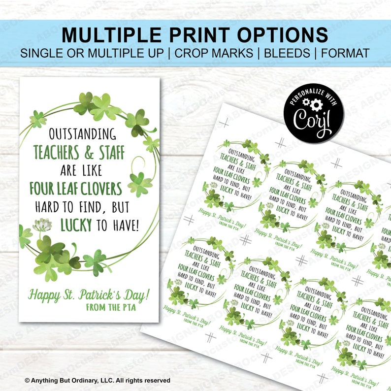 EDITABLE Lucky Clover Gift Tags | Printable St. Patrick's Day Favor ...