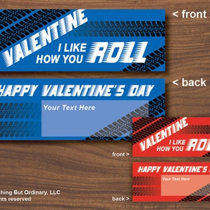 Race Car Valentines, How You Roll Valentine Bag Toppers, Editable ...