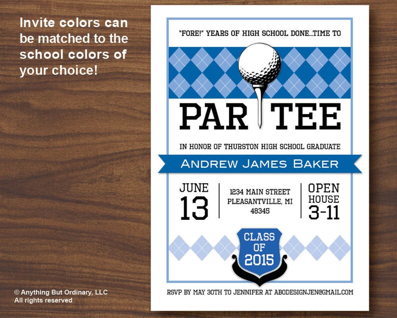 PERSONALIZED Golf Graduation Party Invitation | Printable Partee Golf ...