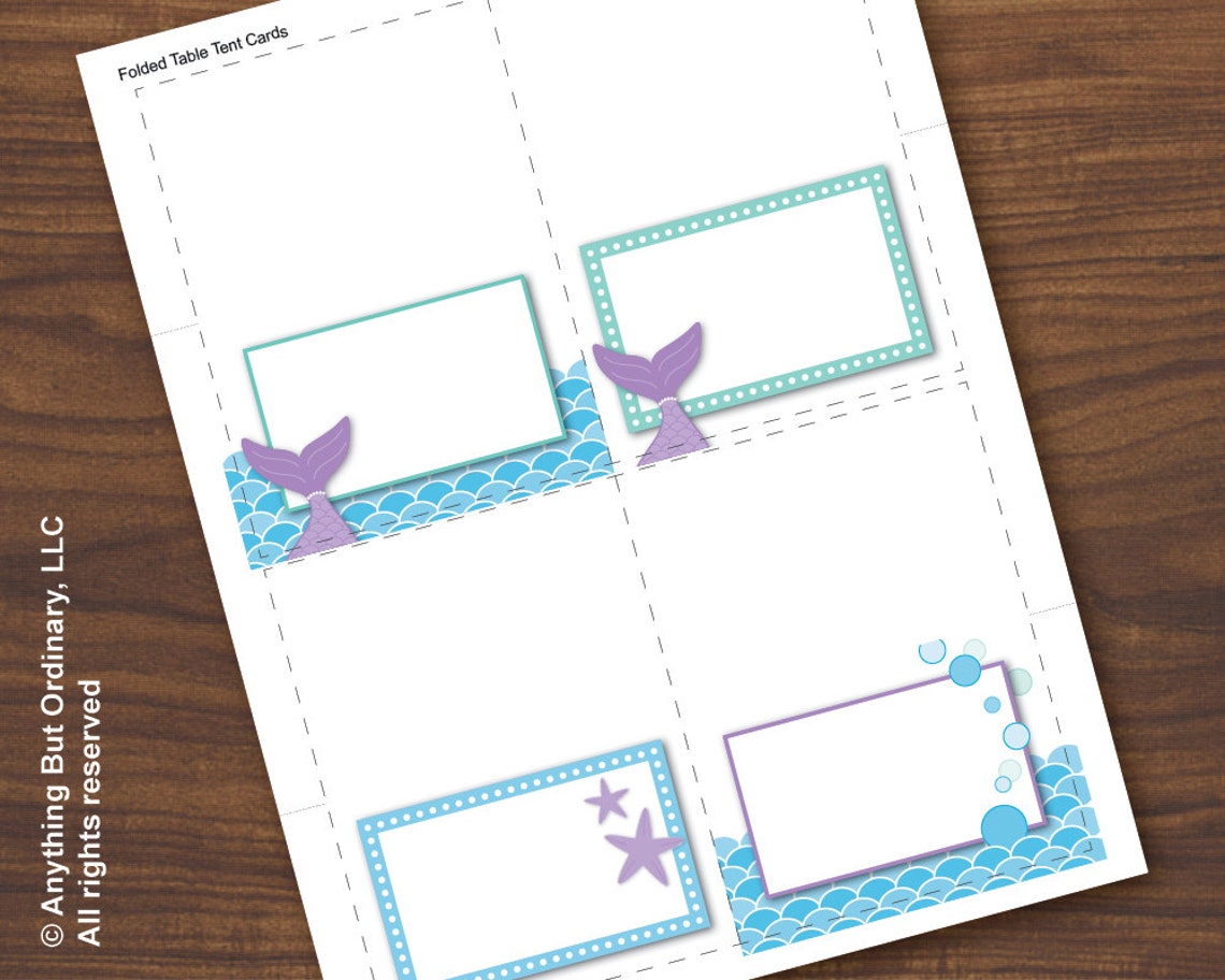 Mermaid Editable Table Tent Cards Printable Mermaid Buffet | Etsy