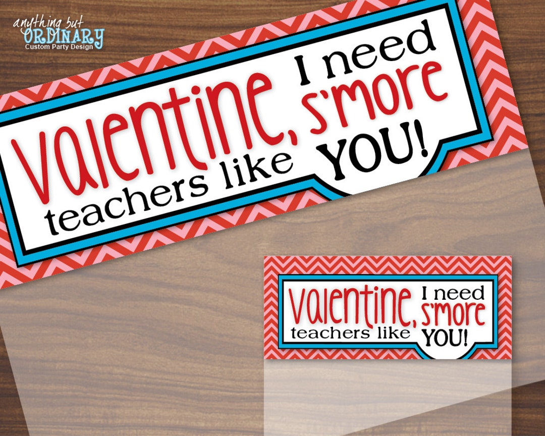 Teacher Valentine S'more Bag Toppers, Editable Valentines Smore ...