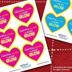 Glow Stick Valentines, Heart Glow Stick Cover, Editable Glowing ...