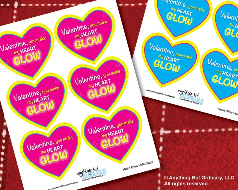 Glow Stick Valentines, Heart Glow Stick Cover, Editable Glowing ...