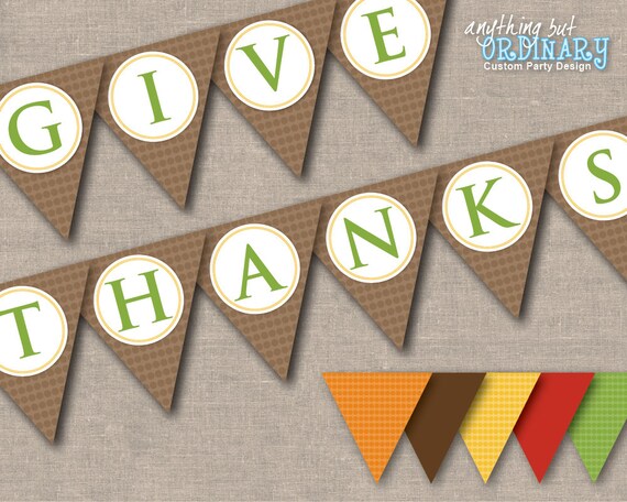 Give Thanks Banner DIY Thanksgiving Flags Gather Together | Etsy