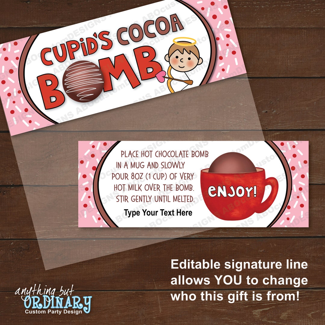 Cupid Cocoa Bomb Bag Toppers Printable Valentine Hot Chocolate Bomb ...