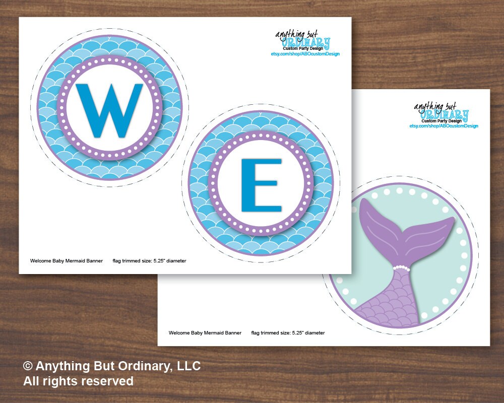 Welcome Baby DIY Mermaid Banner INSTANT DOWNLOAD printable | Etsy