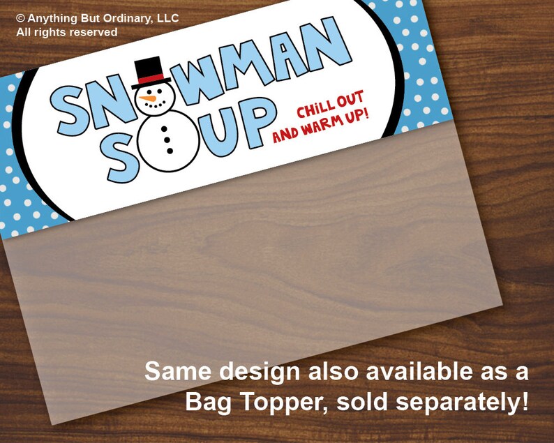 Snowman Soup Favor Tags Printable Hot Chocolate Circle | Etsy