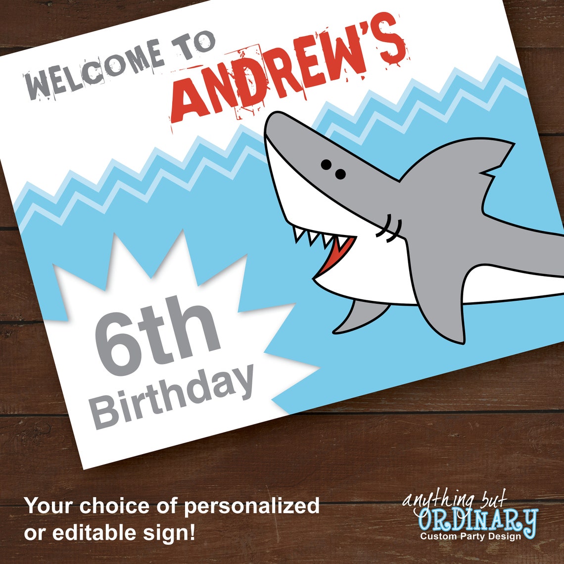 Printable Shark Party Welcome Sign PERSONALIZED or EDITABLE - Etsy